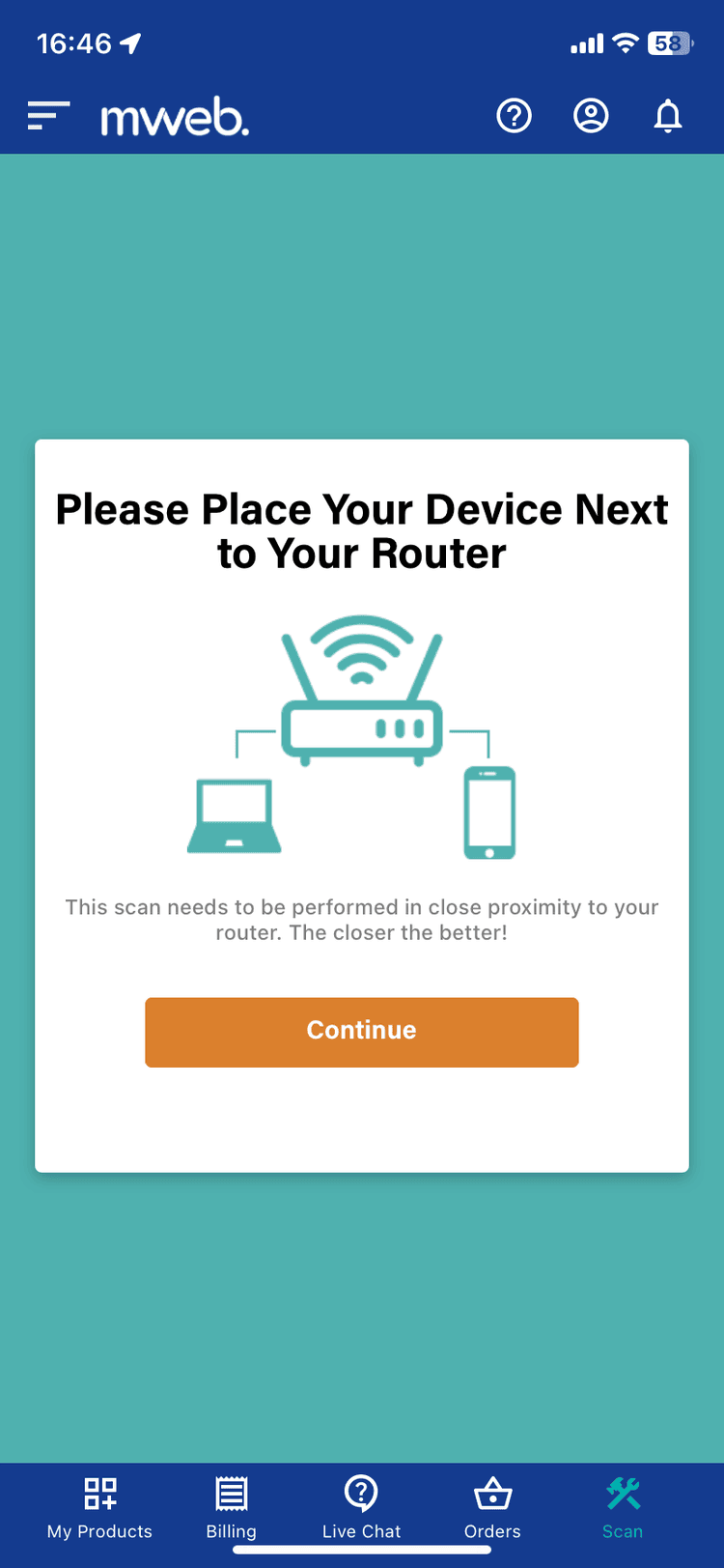 How to Use the Scan Feature in the Mweb App to Troubleshoot Network Issues