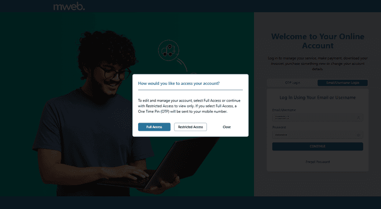 How to log Into Your Mweb Account on our Website
