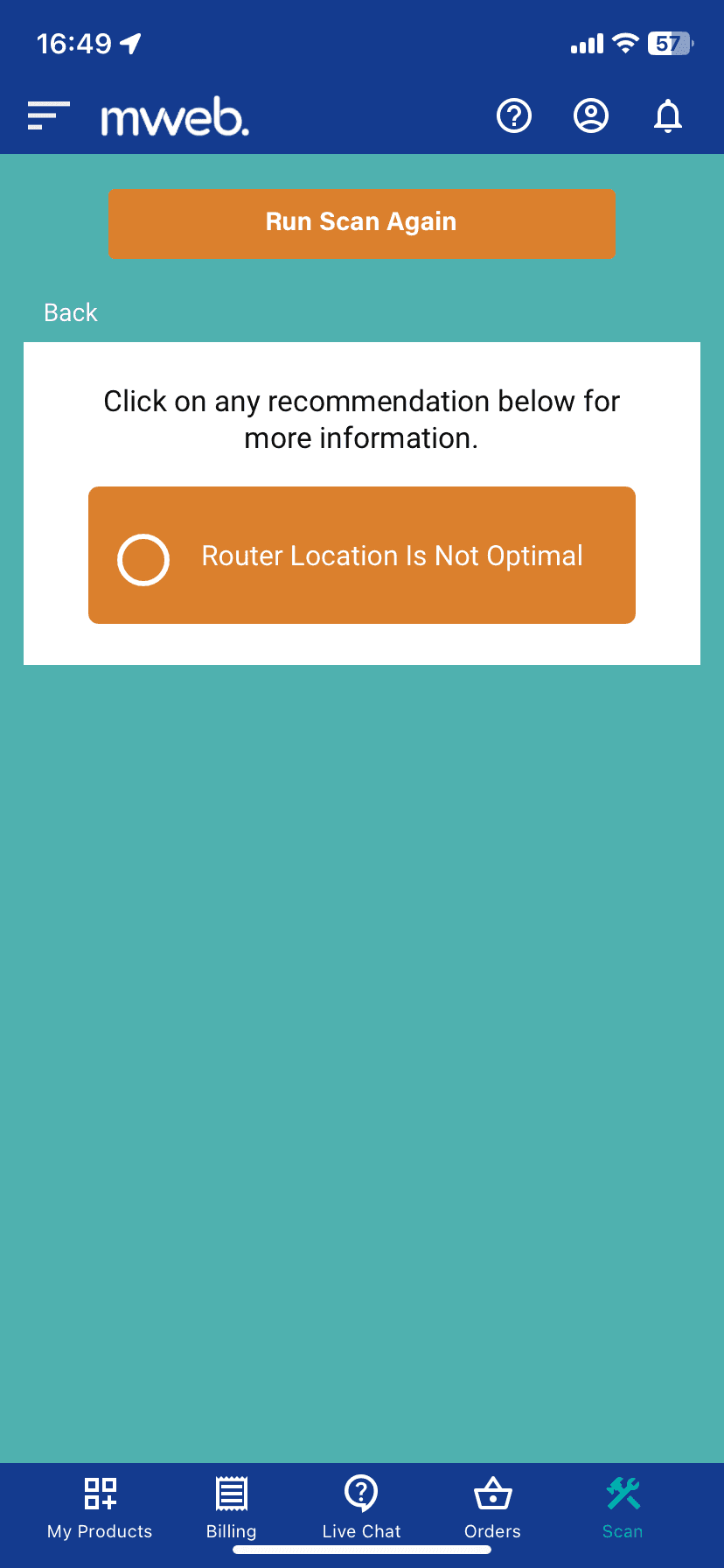 How to Use the Scan Feature in the Mweb App to Troubleshoot Network Issues