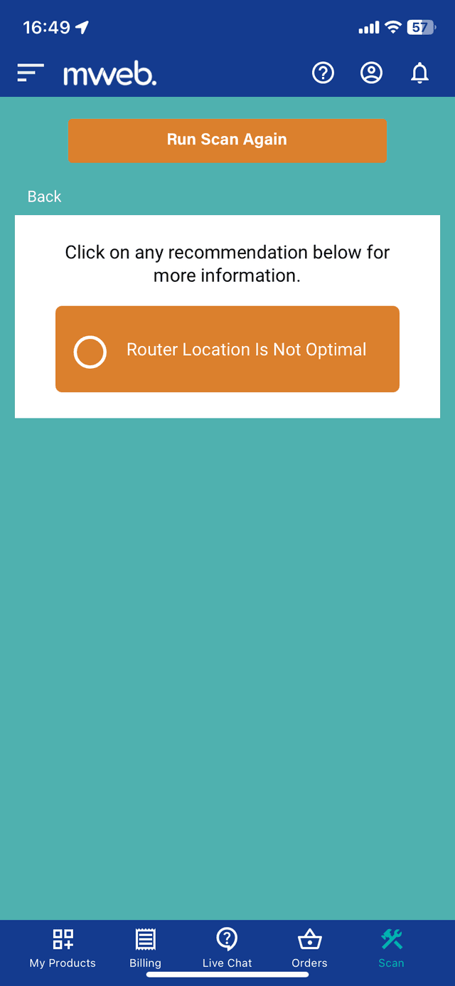 How to Use the Scan Feature in the Mweb App to Troubleshoot Network Issues