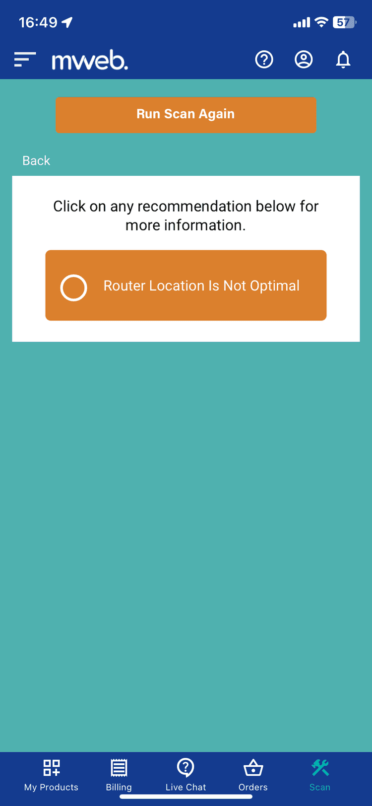 How to Use the Scan Feature in the Mweb App to Troubleshoot Network Issues