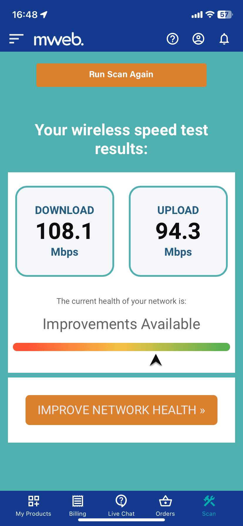 How to Use the Scan Feature in the Mweb App to Troubleshoot Network Issues