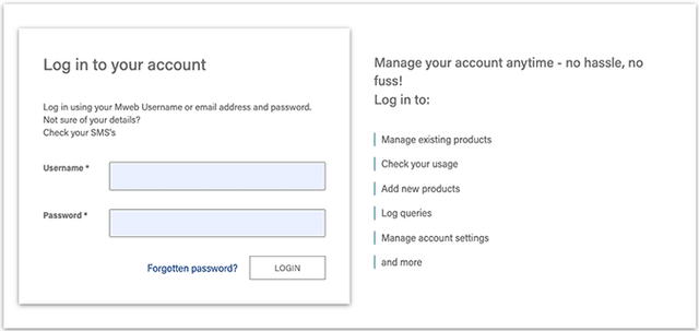 How to access and use your online account to manage your Mweb products